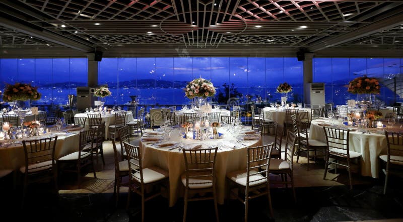 Wedding Guest Dining Table Decorations, Wedding Ceremony Dinner Stock ...