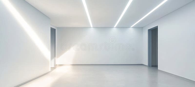 Modern Interior with Empty Exhibition Space Gallery with Glowing Led ...