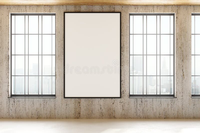 Modern Interior with Poster Stock Illustration - Illustration of ...