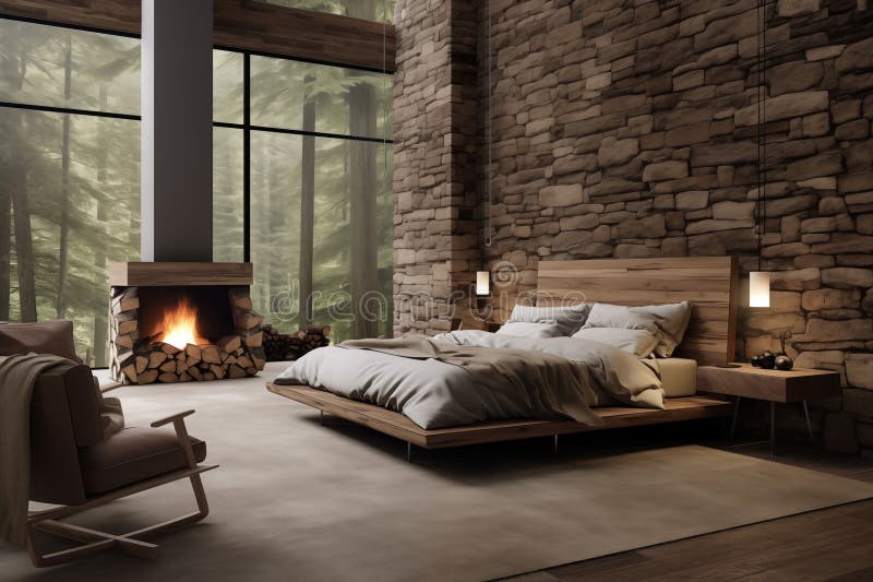 Modern Interior of Empty Rustic Room Stock Illustration - Illustration ...