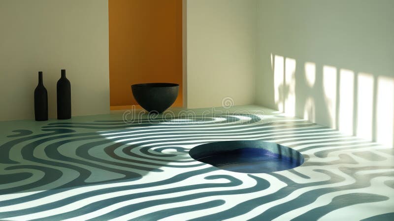 A Modern Interior Featuring Abstract Floor Patterns and Minimalistic ...