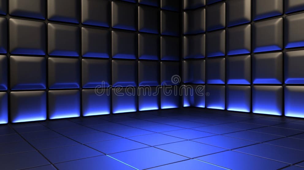 Modern Interior Featuring Dark Glossy Tiles with a Reflection of Teal ...