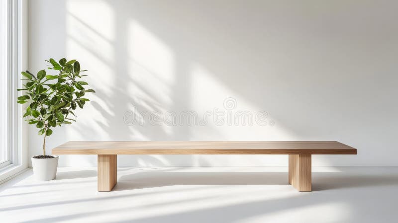 A Modern Interior Featuring Minimal Decor, Sunlight, a Wooden Bench ...