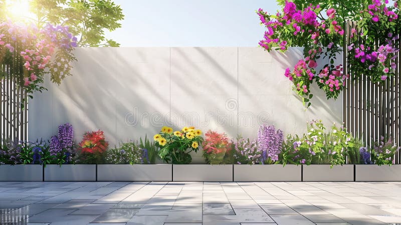 Modern Interior of Fence on Which Rows of Flower Pots are Fixed from ...