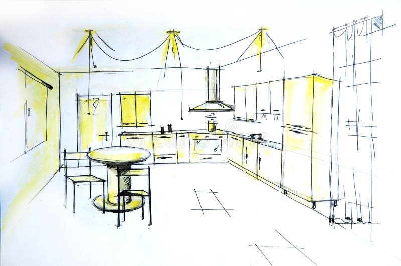 Modern Interior/Figure of Kitchen Stock Photo - Image of spacious ...