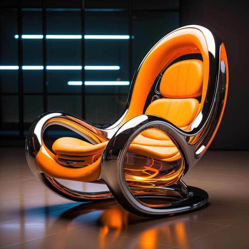 Modern Futuristic Orange Chair Design, Ai Generated Stock Illustration ...