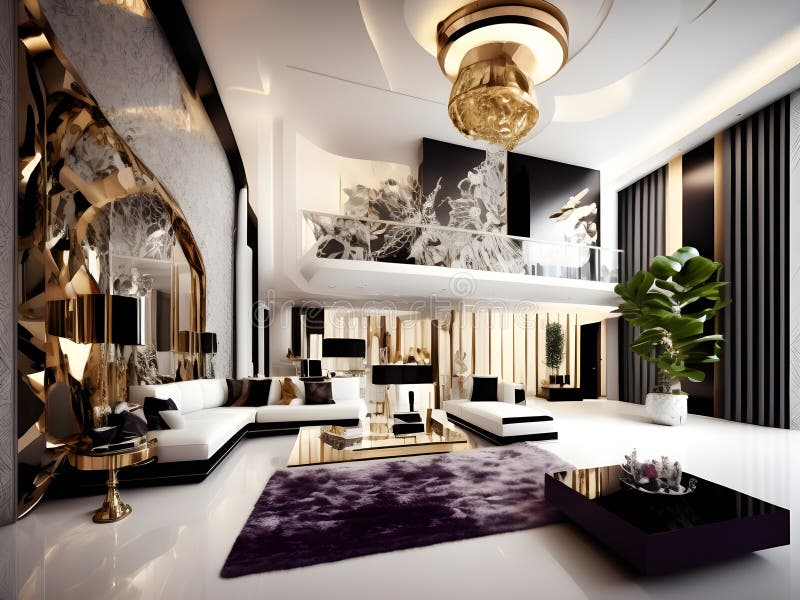 Modern Interior, Generative AI Illustration Stock Illustration ...