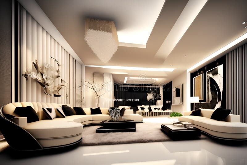 Modern Interior, Generative AI Illustration Stock Illustration ...