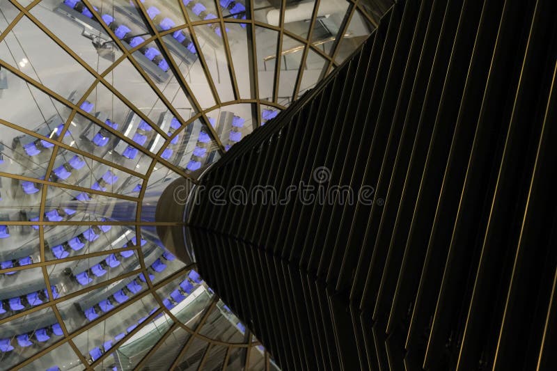 Modern Interior of Glass Dome of Reichstag Building in Berlin, Germany ...