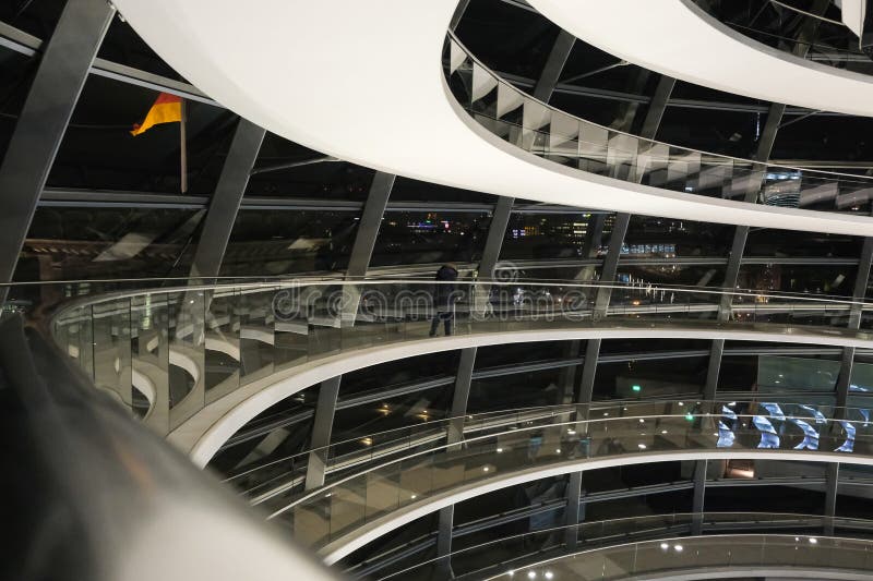 Modern Interior of Glass Dome of Reichstag Building in Berlin, Germany ...