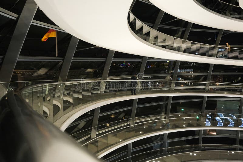 Modern Interior of Glass Dome of Reichstag Building in Berlin, Germany ...
