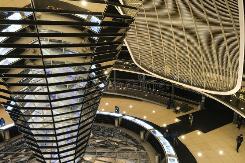 Modern Interior of Glass Dome of Reichstag Building in Berlin, Germany ...