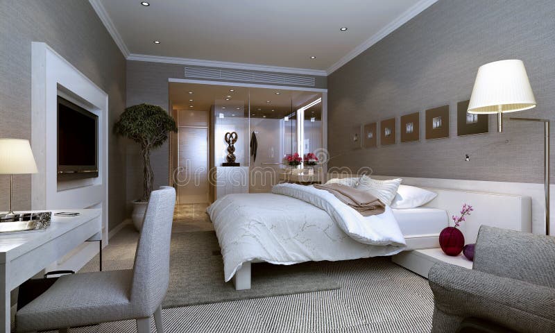 3d Render Luxury Hotel Room Stock Illustration - Illustration of ...