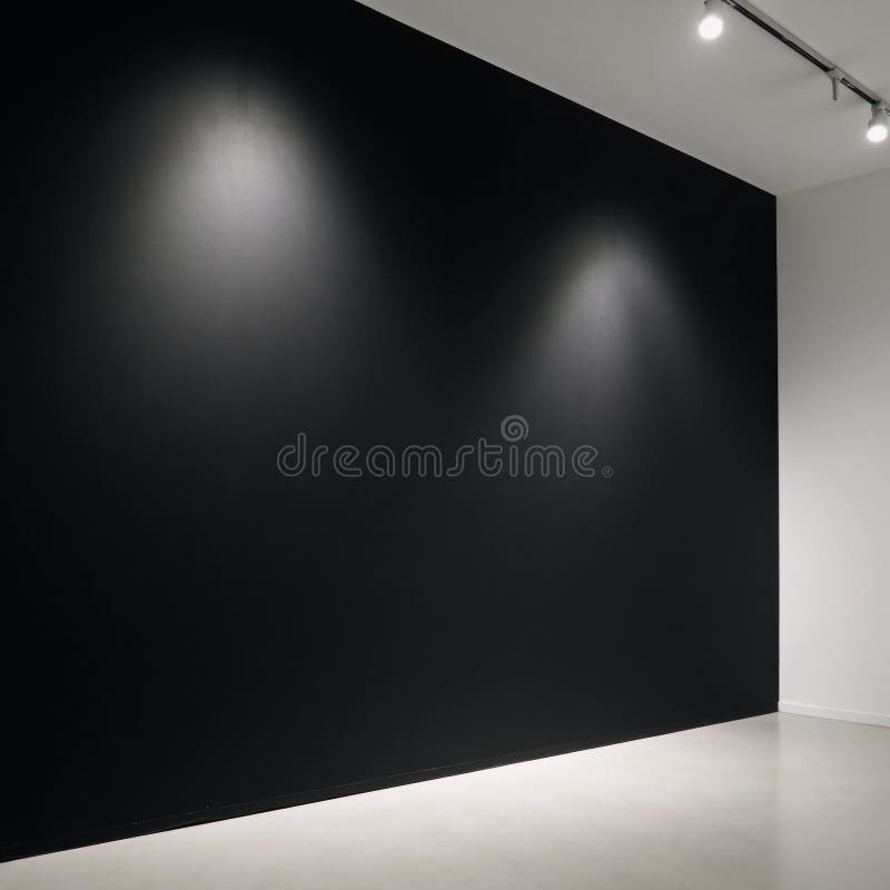Modern Interior Hall Features an Empty Black Wall Illuminated by ...