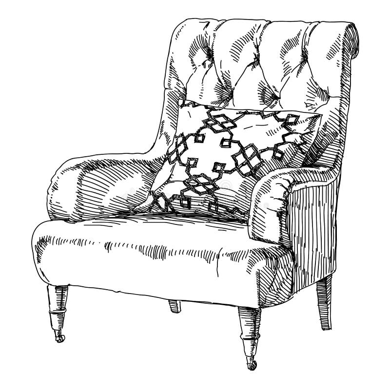 Modern Interior Hand Drawing Vector. Stock Vector - Illustration of ...