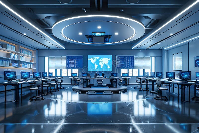 Modern Classroom Equipped with the Latest Technology and Screens. Stock ...