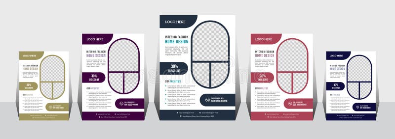 Modern Interior Home Design Flyer Template Stock Illustration ...