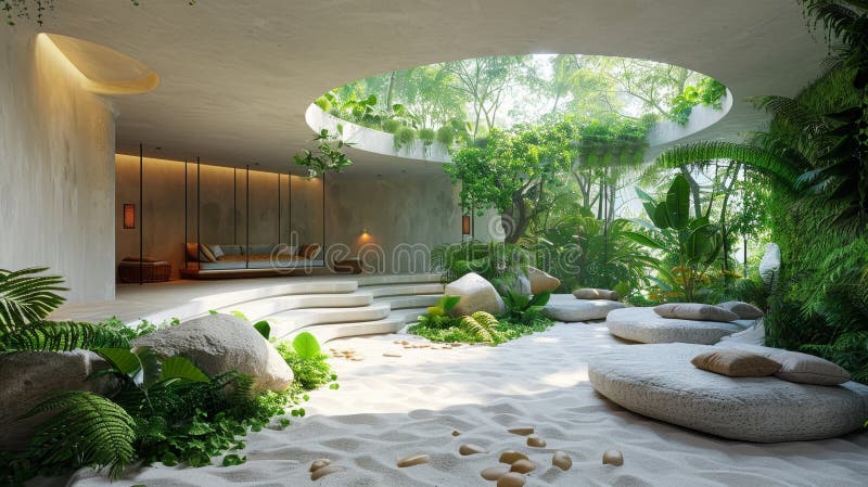 A Modern Interior in a House in Nature. Environmental Design Stock ...
