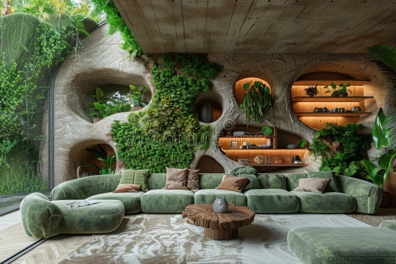 A Modern Interior in a House in Nature. Environmental Design Stock ...