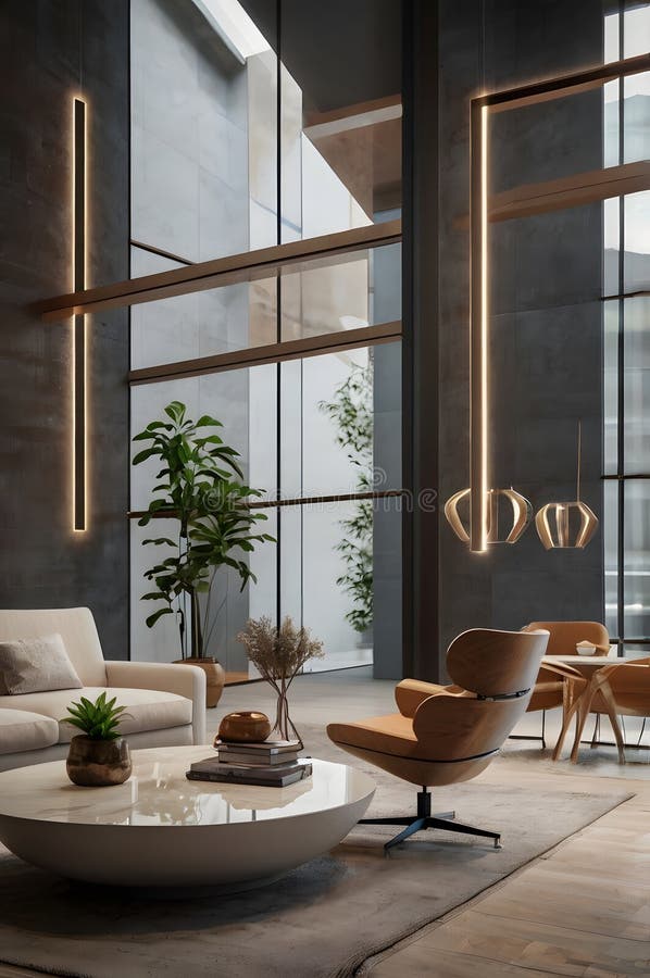 Modern Interior with Interactive Surfaces and Smart Technologies. Stock ...