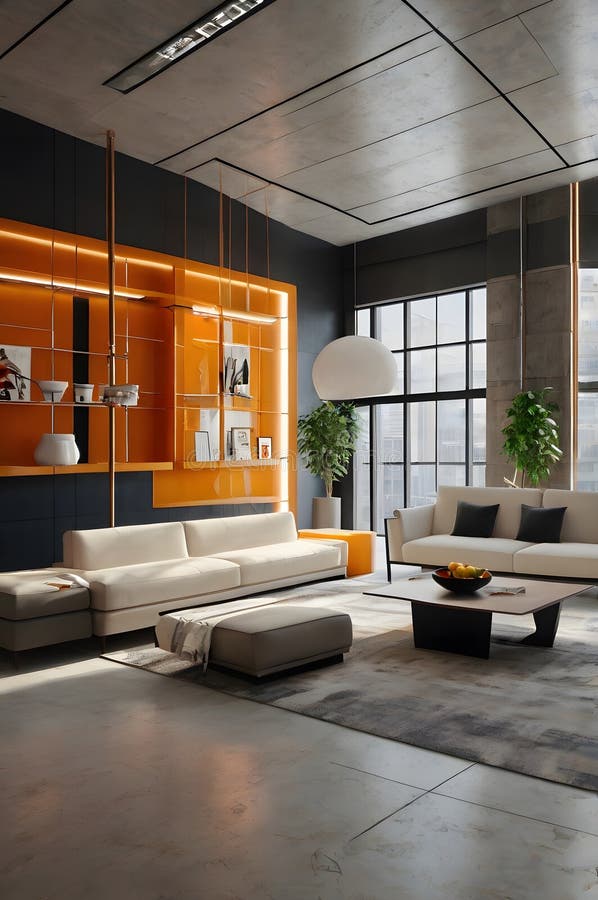 Modern Interior with Interactive Surfaces and Smart Technologies. Stock ...