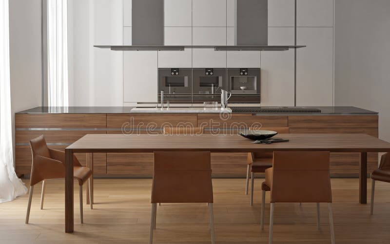 Modern Interior of Kitchen with Living Room. Stock Illustration ...