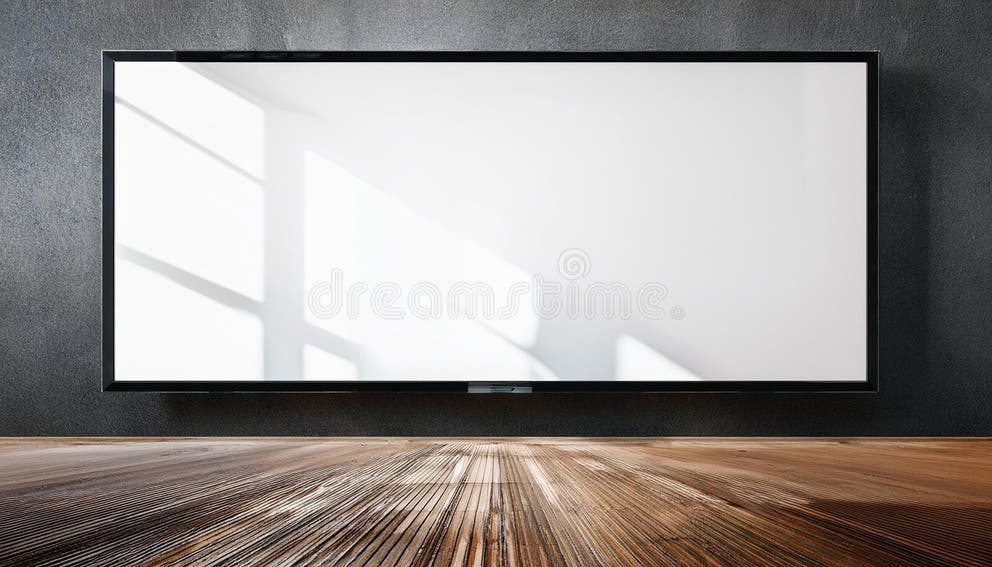 Modern Interior with Large Blank Screen. 3D Rendering Stock ...