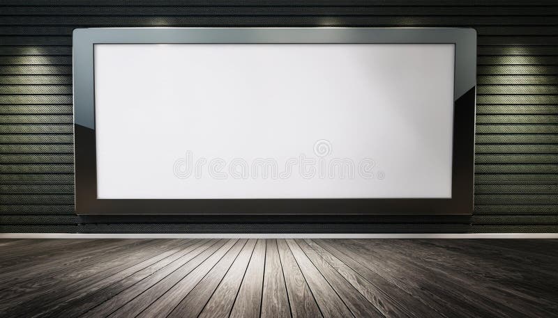 Modern Interior with Large Blank Screen. 3D Rendering Stock ...