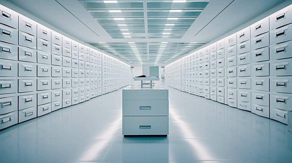 Modern Interior Archive Room with Archive Boxes Shelf Folders Documents ...