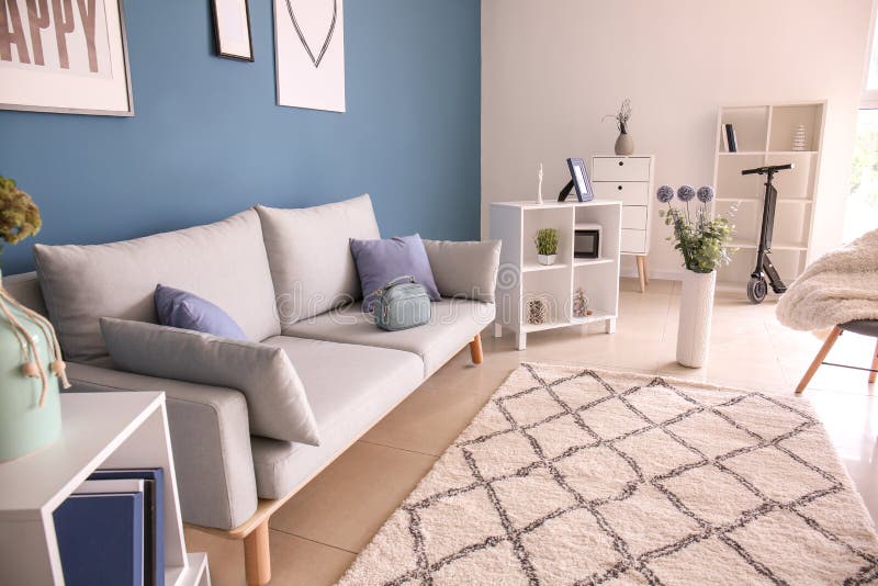 Modern Interior of Living Room with Comfortable Sofa Stock Image ...