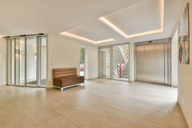Modern Interior Lobby with Elevator Stock Photo - Image of environment ...