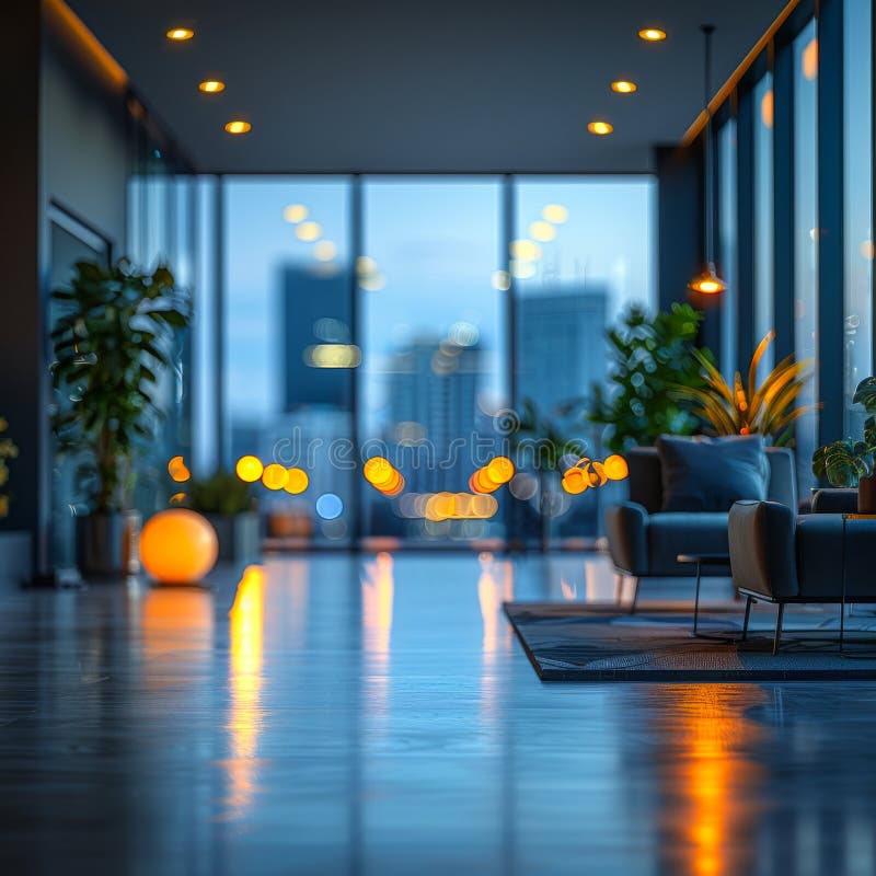 Modern Interior of Lobby of Hotel at Night Stock Image - Image of house ...