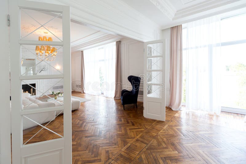 Modern Interior of a Luxurious Large Bright Two-room Apartment. White ... Modern Interior of a Luxurious Large Bright Two-room Apartment. White ...