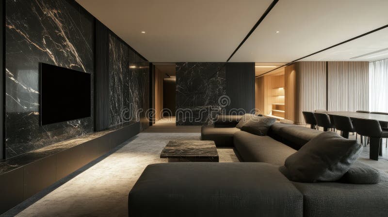 Modern Interior with Marble Accents and Minimalist Design Stock Image ...