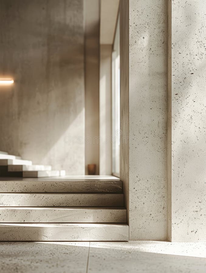 Modern Interior with Minimalist Concrete Staircase and Natural Light ...
