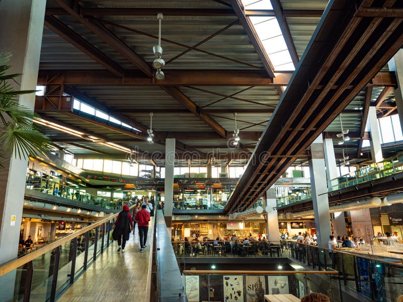 Modern Interior of the New Central Market of Turin with Shops and ...