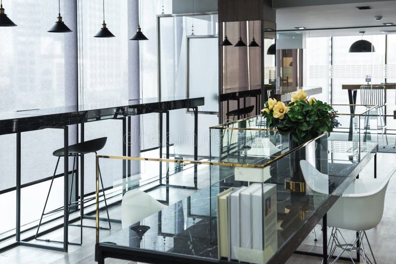 Modern Interior New Reading Room Space. Stock Image - Image of chair ...