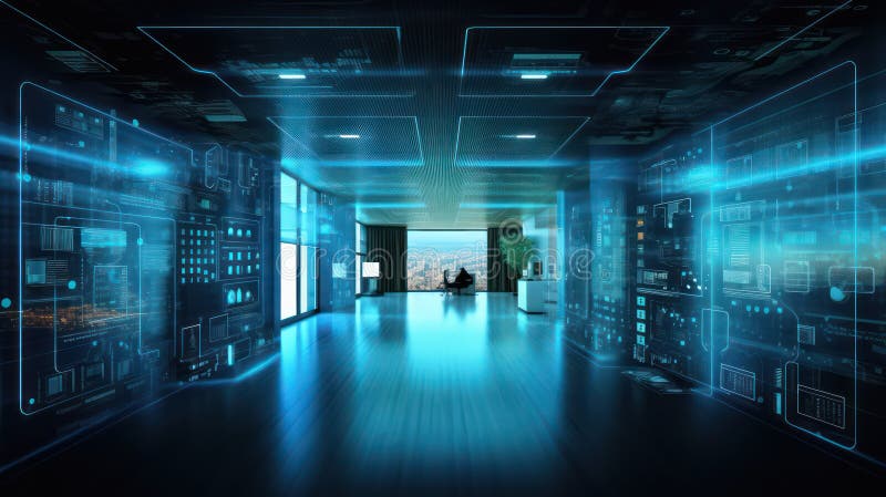 A Modern Interior in Office Digital Technology Building with the ...