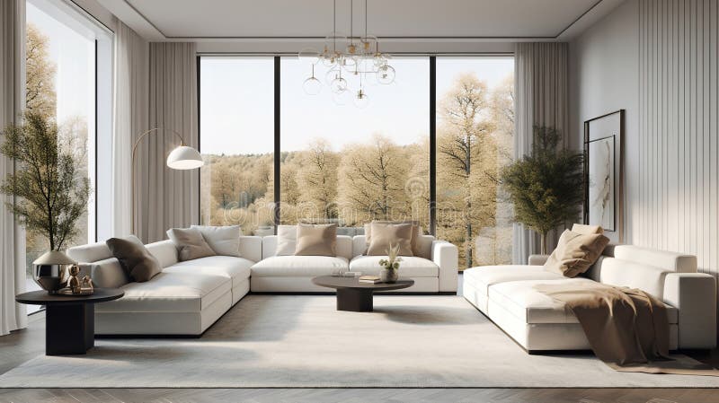 Modern Interior of Open Space with Design Modular Sofa, Furniture ...