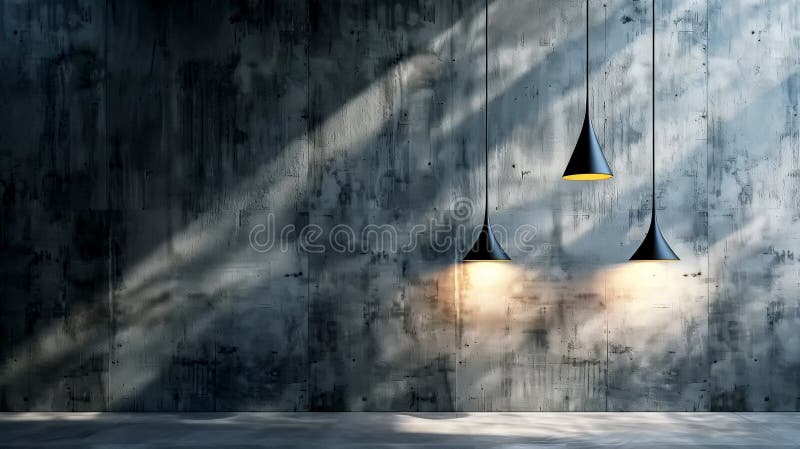 Modern Interior with Pendant Lights Casting Shadows on a Textured ...