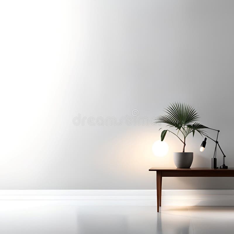 Modern Interior with Plant in Vase. 3d Render Illustration Stock ...
