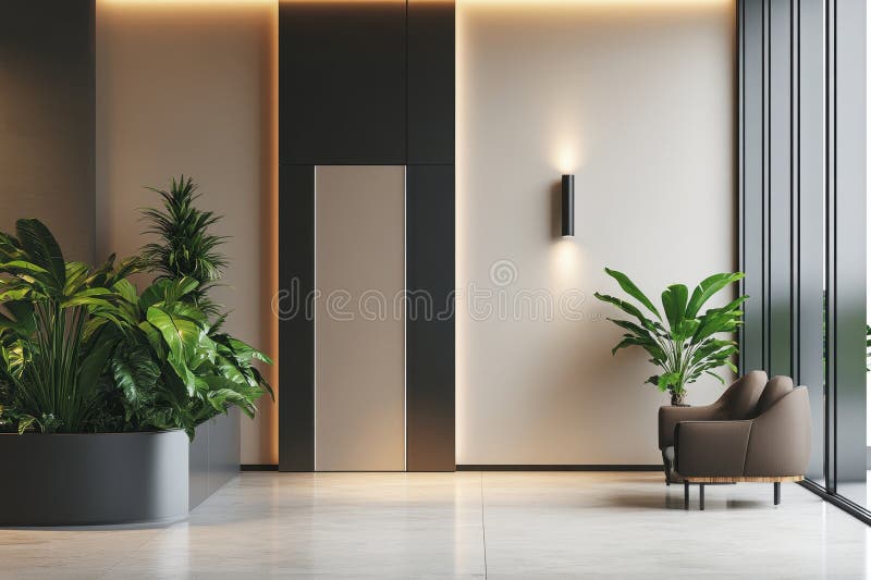 Modern Interior with Plants, a Chair, and Subtle Lighting in a ...