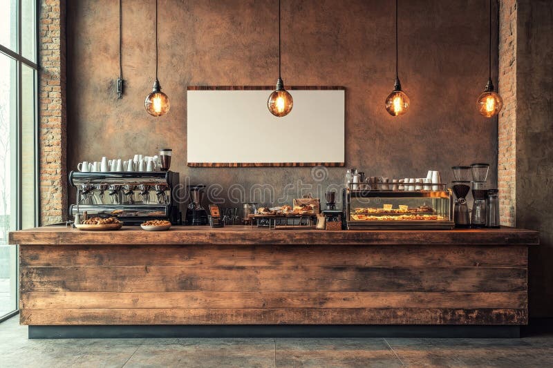 Modern Interior Restaurant Cafe Counter Crafted from Wood Stock Photo ...