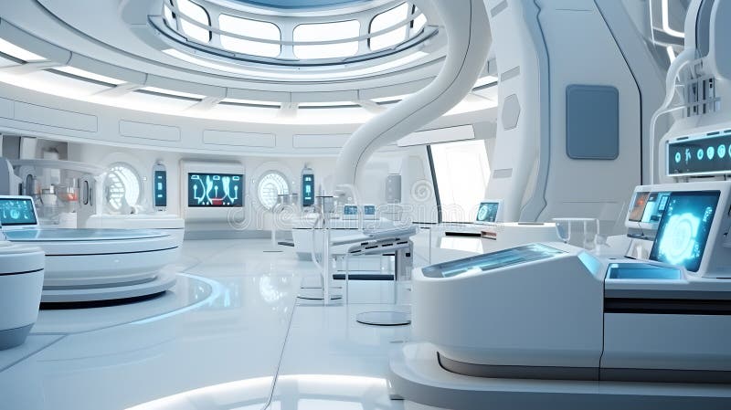 Modern Interior Science Laboratory. Neural Network AI Generated Stock ...