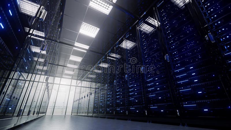Modern Interior Server Room Data Center. Cloud Computing Datacenter ...
