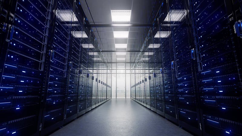 Modern Interior Server Room Data Center. Cloud Computing Datacenter ...