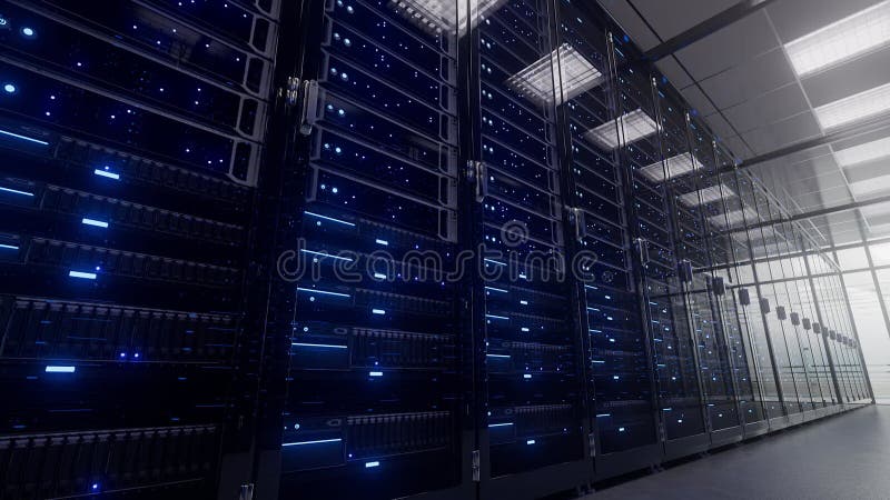 Modern Interior Server Room Data Center. Cloud Computing Datacenter ...