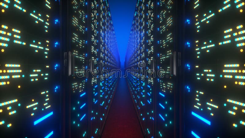 Interior of a Server Room, Where Server Towers are Visible on the Left ...