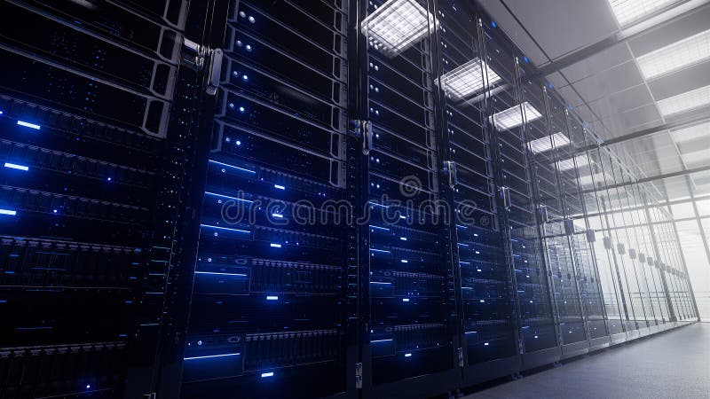 Interior of a Server Room, Where Server Towers are Visible on the Left ...
