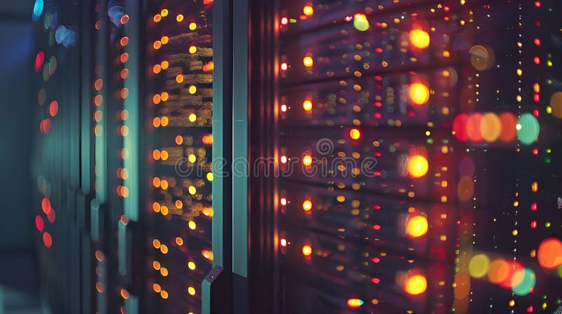 Modern Interior Server Room Data Center. Connection and Cyber Network ...